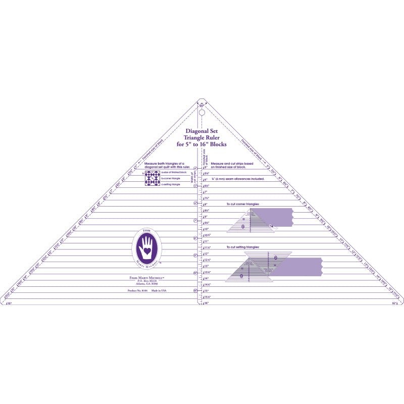 Full Triangle Large Diagonal Set Triangle Ruler 5" to 16" Block Size ...